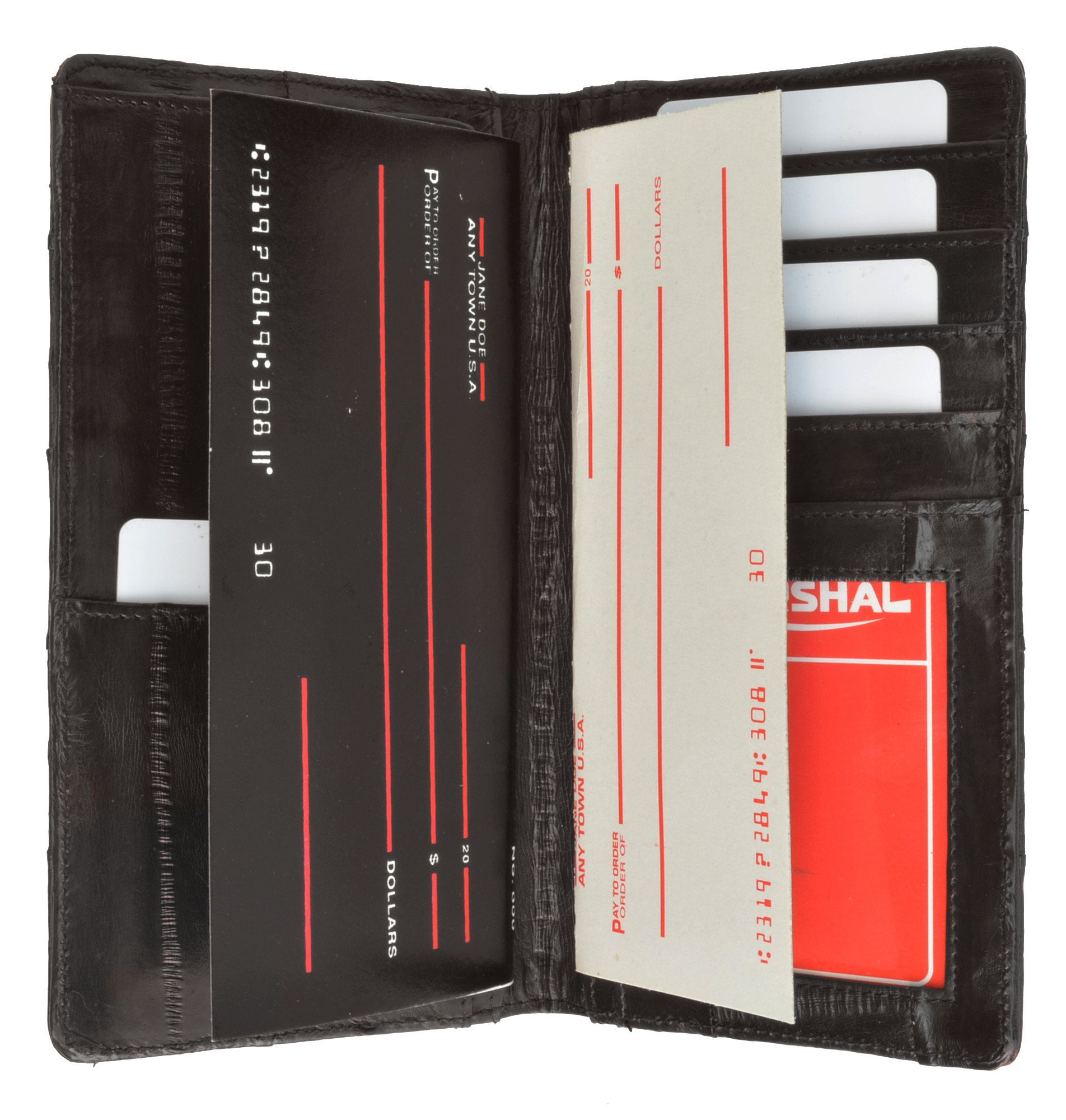 Genuine Eel Skin Leather Checkbook Cover Credit Card Holder ID Window E ...