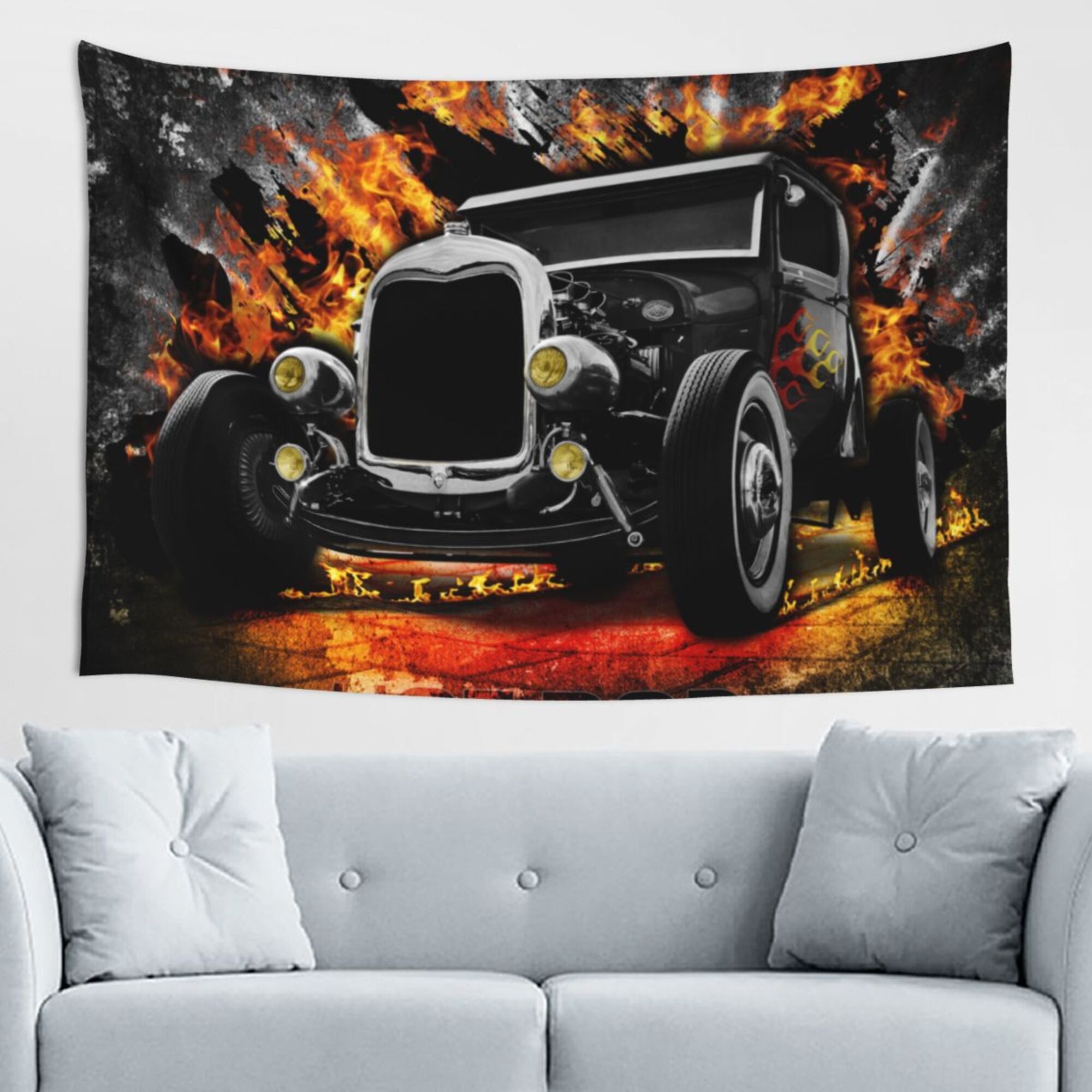 DouZhe Hot Rod Antique Cool Car Tapestry Modern Wall Hanging Tapestries ...
