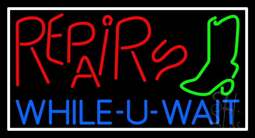 Red Repairs Blue While You Wait LED Neon Sign 13 x 24 - inches, Black ...
