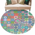 Abstract Colorful Floral Round Living Room Rugs 8 ft, Ethnic ...