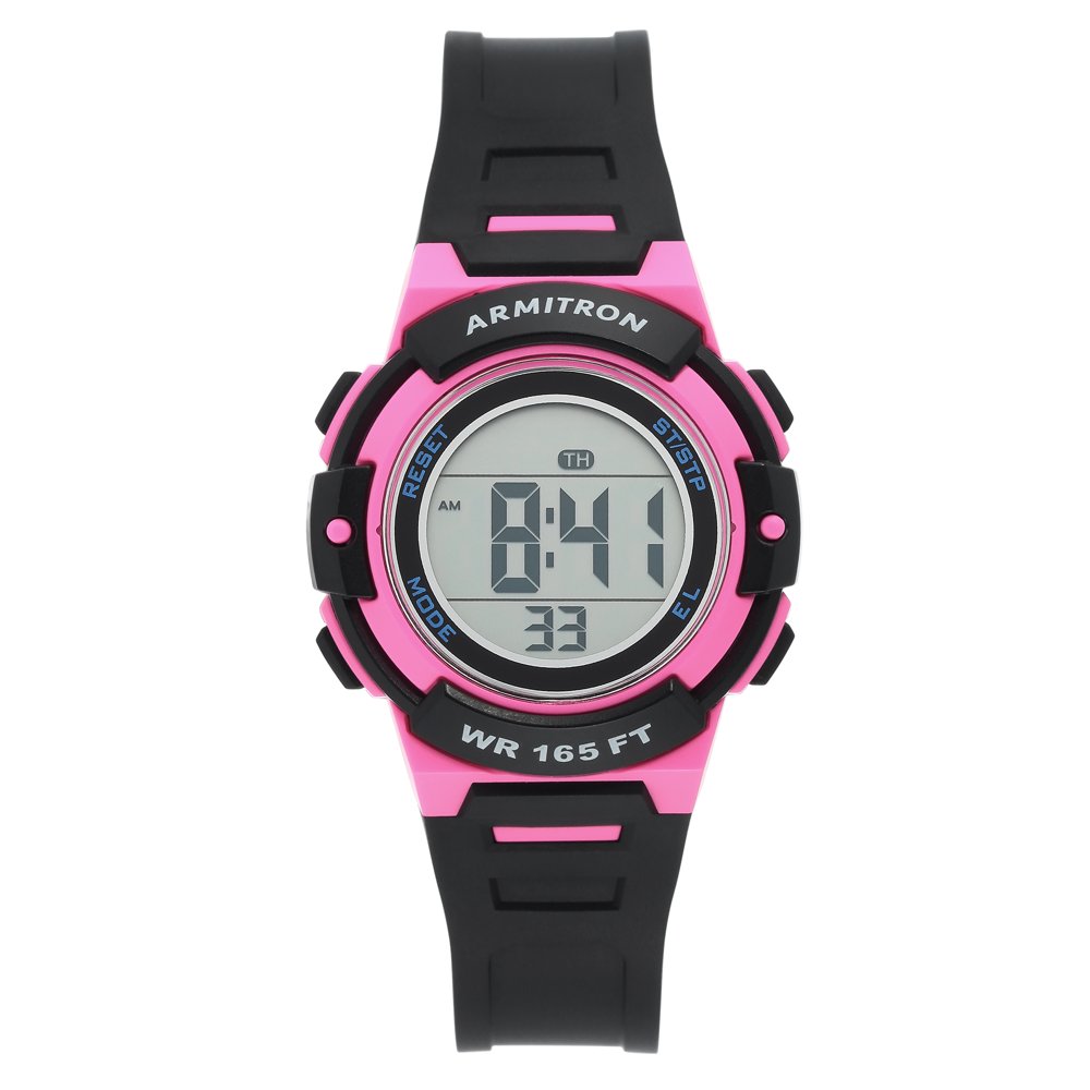 Armitron - Armitron Unisex Black and Neon Pink Digital Sport Watch ...