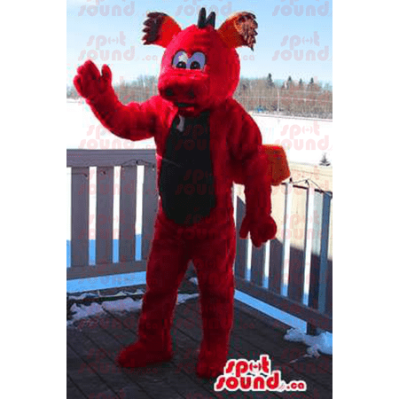 Red Monster Plush SPOTSOUND Mascot With Wings And A Brown Belly ...