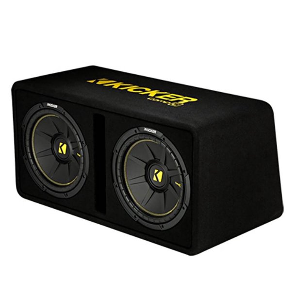 Kicker Dual 10" 1200W 2-Ohm Sub Enclosure + 1500W Monoblock Amp w ...