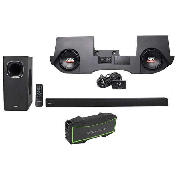 Dual 10" MTX Subwoofers+Enclosure For 02-16 Dodge Ram Quad/Crew+ROCKBAR ...