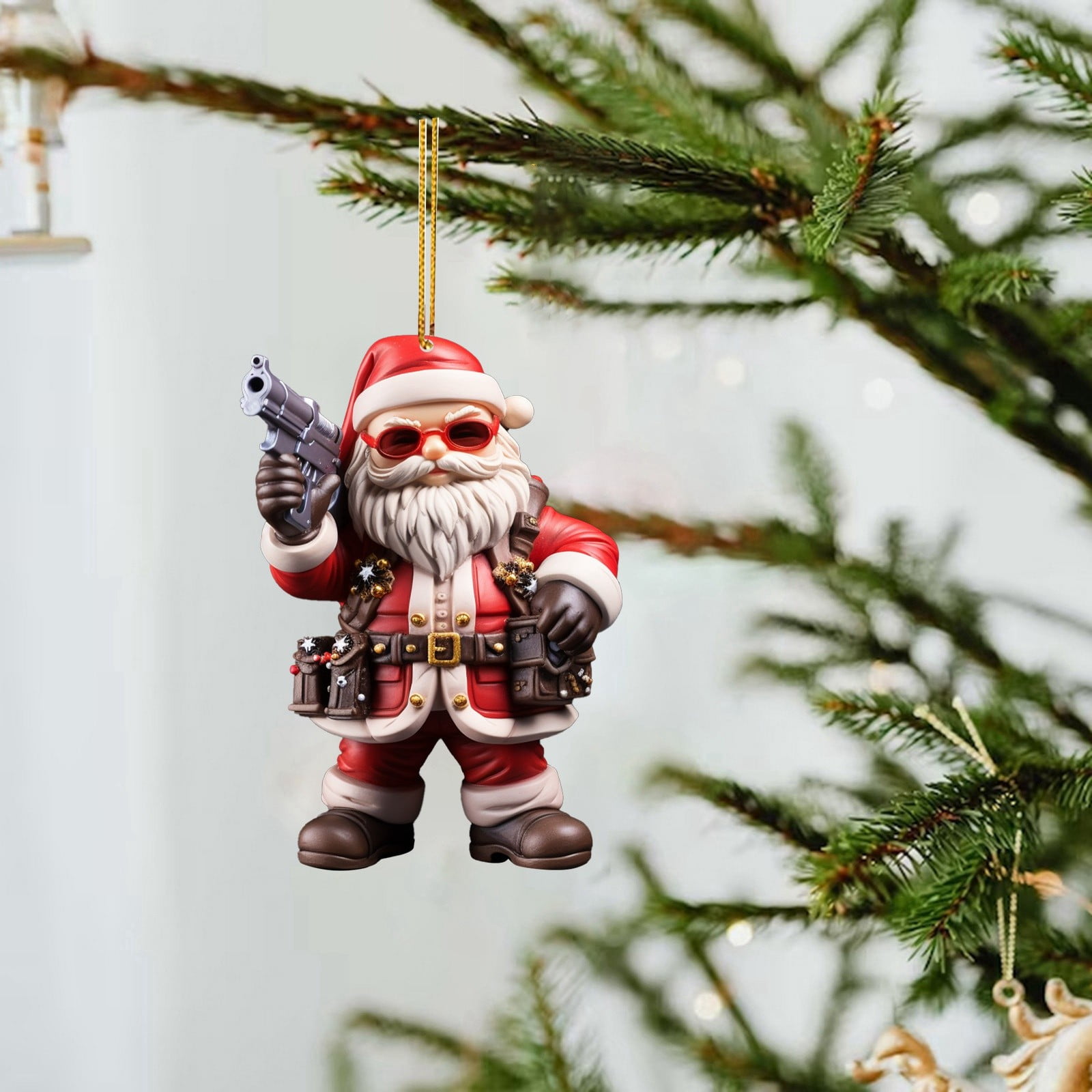 Click here for Vivavault Cool Double Acrylic Santa Christmas Orna... prices