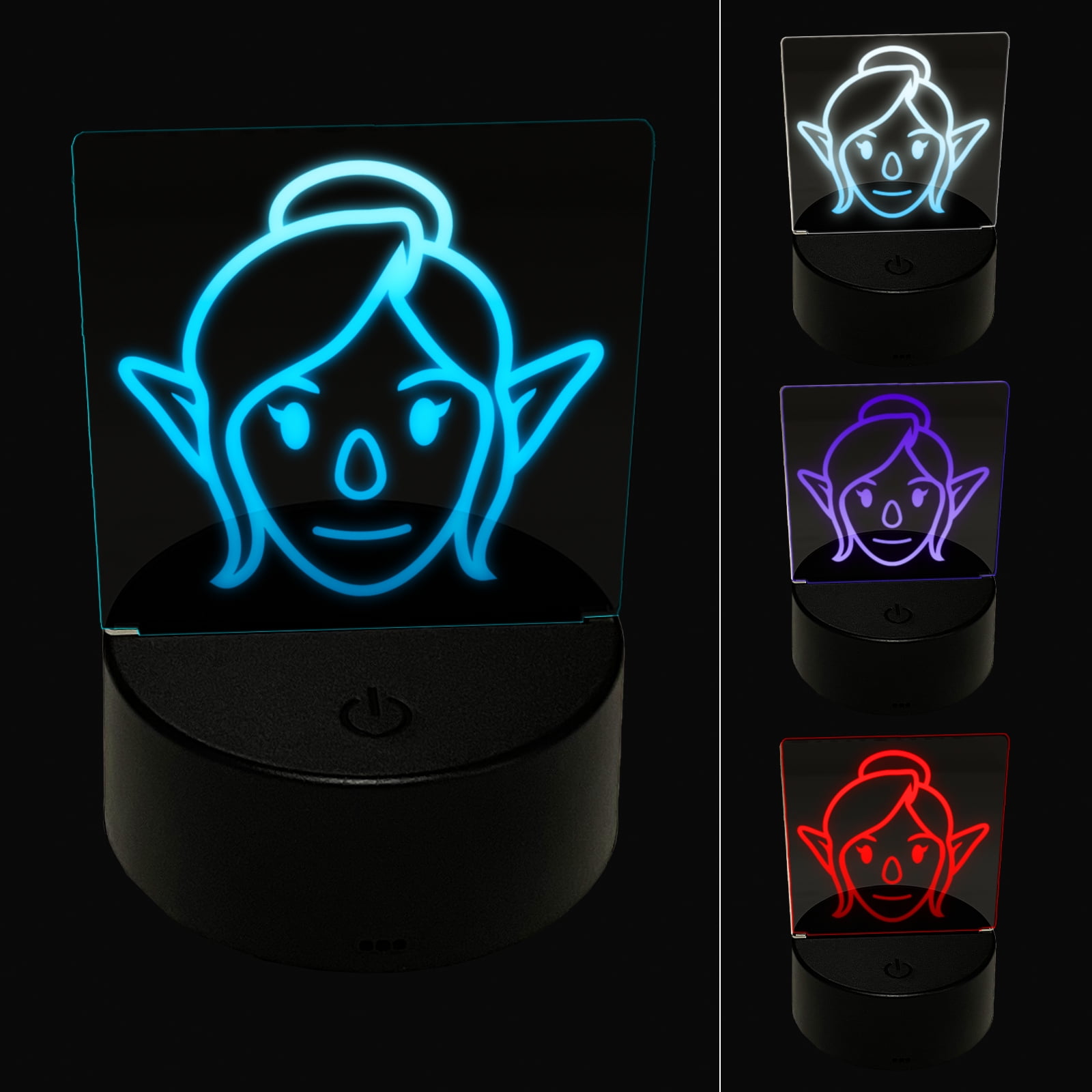 Elf Female Character Face LED Night Light Sign 3D Illusion Desk ...