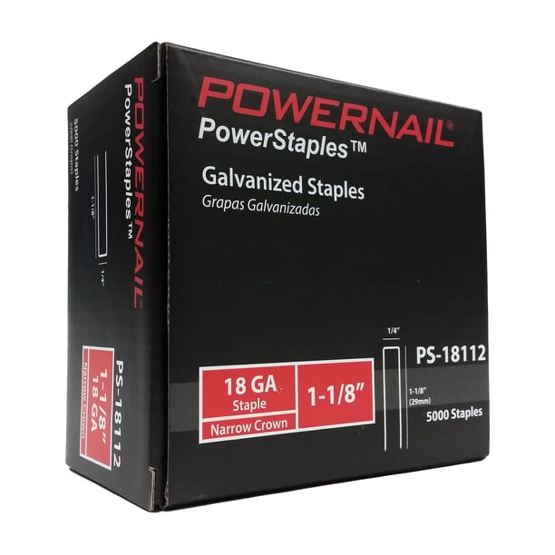POWERNAIL 18-Gauge 1-1/8-Inch Narrow Crown Flooring Staples | PS18112 ...