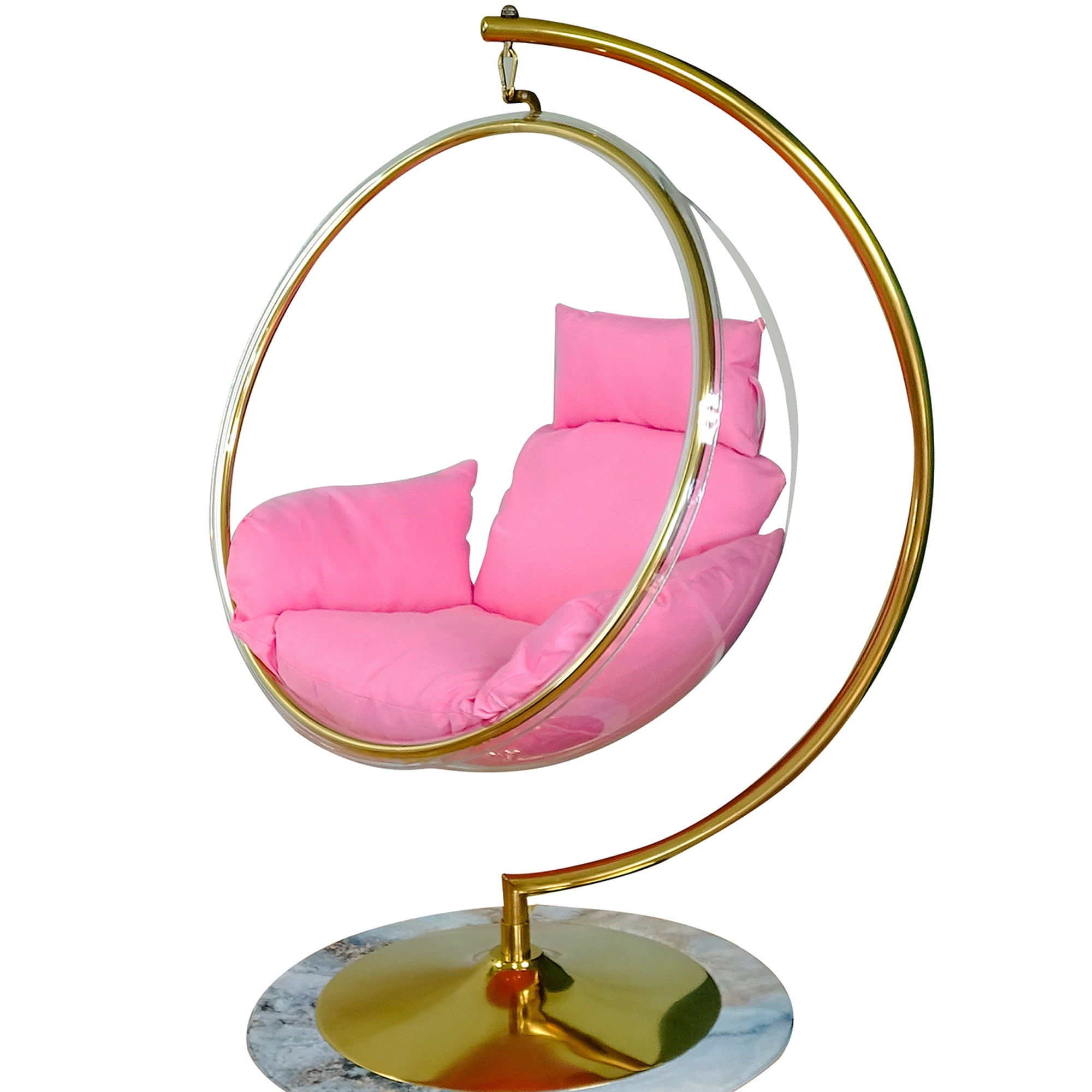 SK CHUMRA Gold Bubble Chair Acrylic Swing with Stand, Cushion, Gold ...