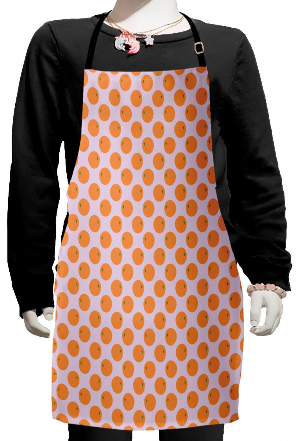 Orange Kids Apron, Cartoon Citrus Fruit on Polka Dots Pattern, Boys ...