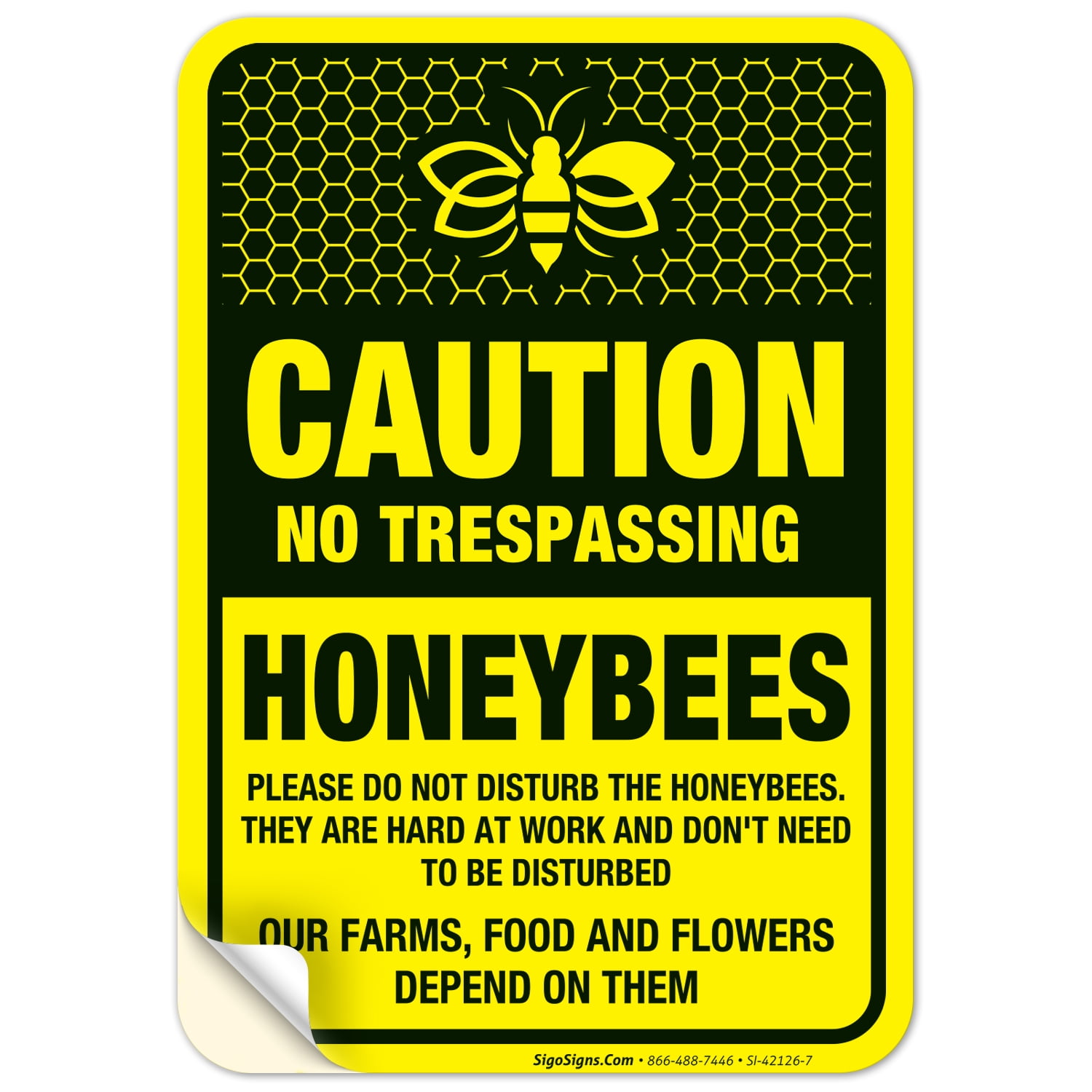 Bee Sign, Caution No Trespassing Honeybees at Work Sign, - Walmart.com