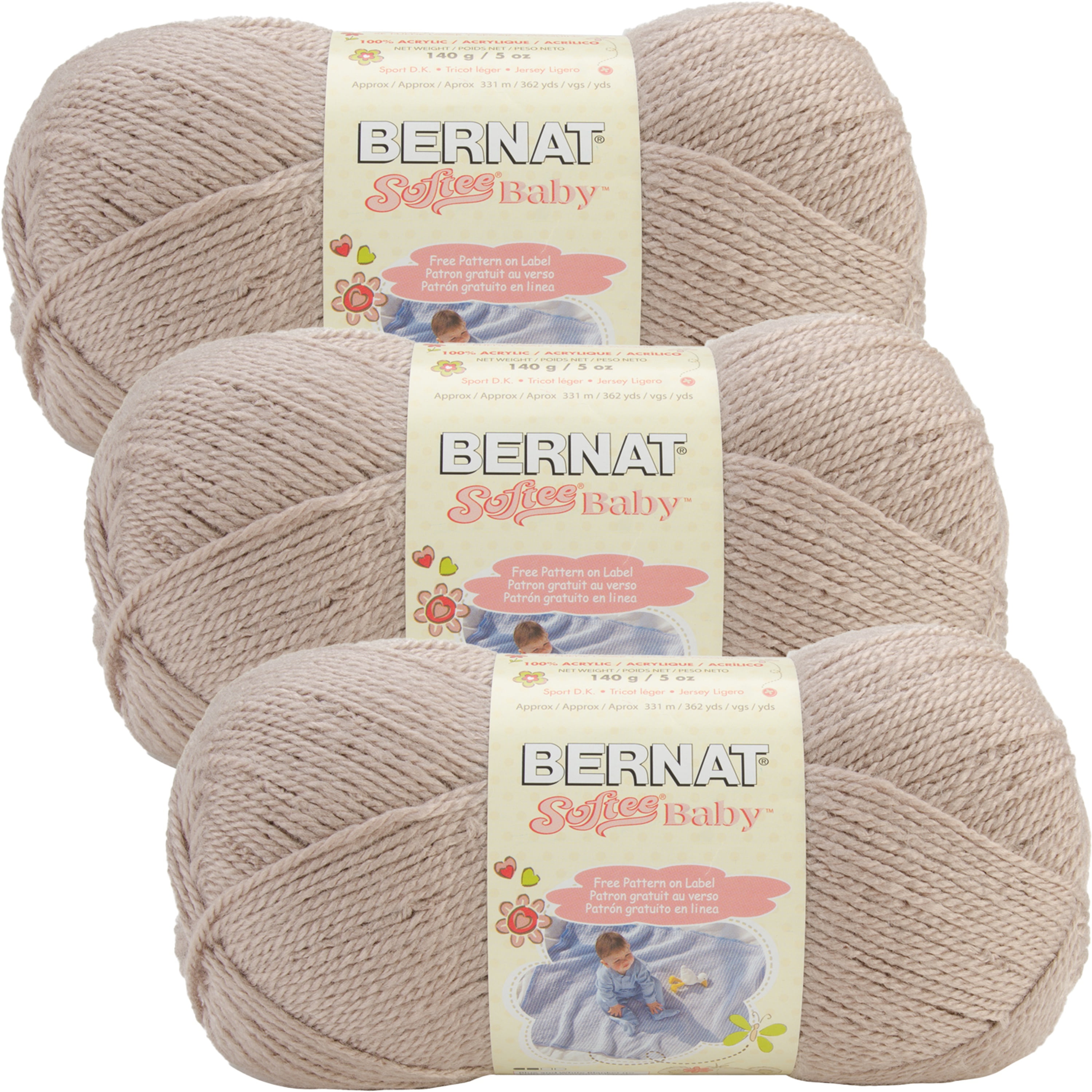 Bernat Softee Baby Yarn - Solids-Little Mouse, Multipack Of 3 - Walmart.com