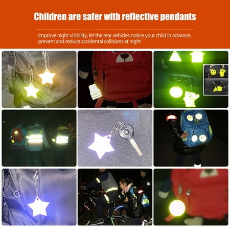 12pcs Random Color Safety Reflector Pendant Star Safety Reflector ...