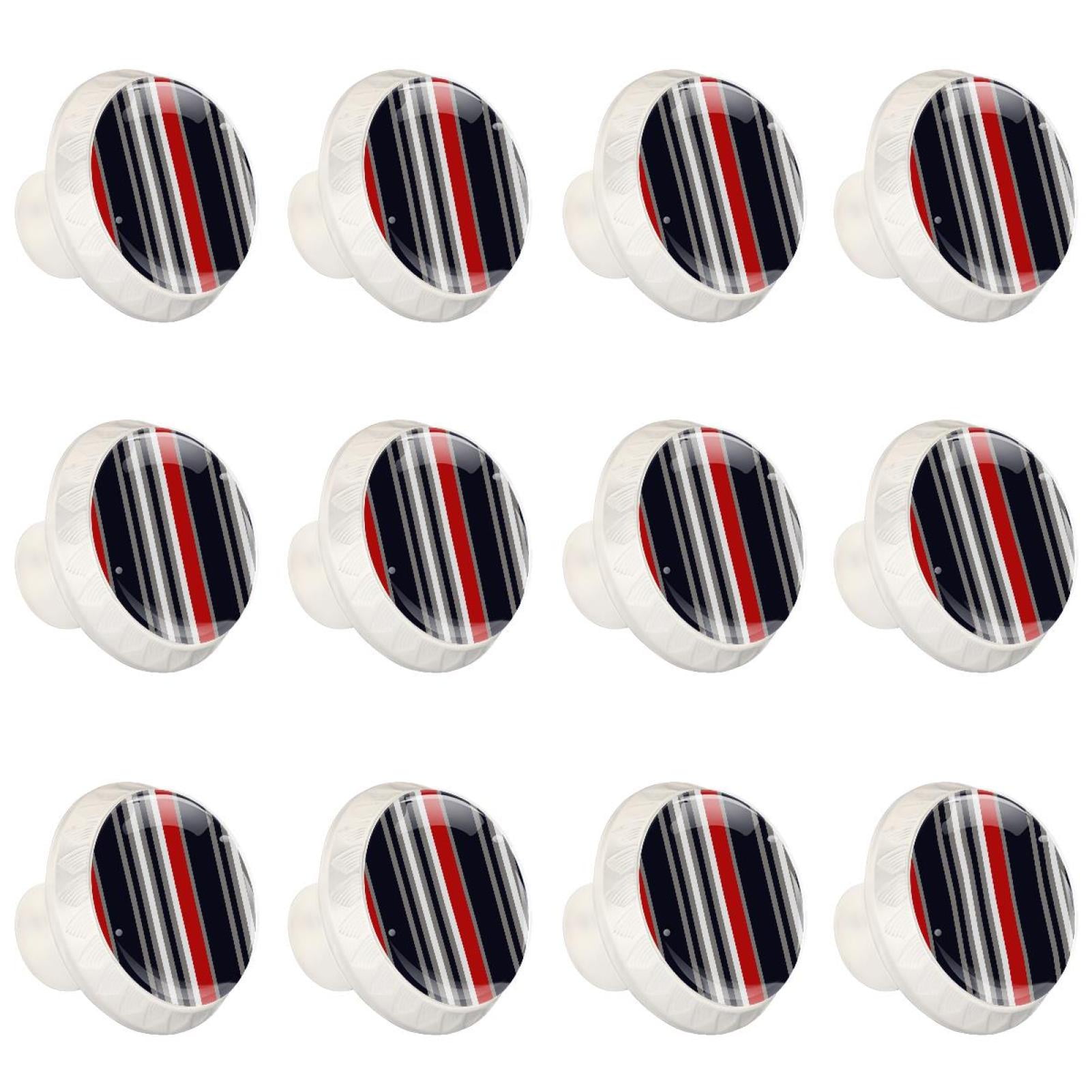 12 Pcs Blue Red White Stripe Knobs for Kitchen Cabinet Cupboard Dresser Bookcase Drawer Pulls ...