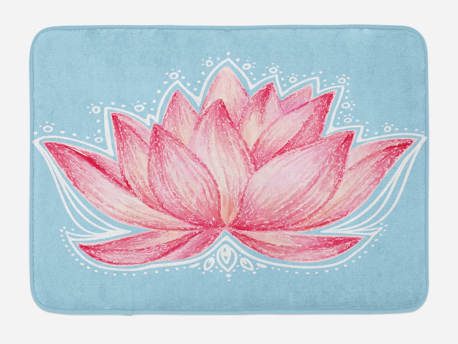 Lotus Bath Mat, Gardening Theme Illustration of a Lotus Flower Pattern ...
