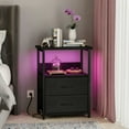 1/2 Pack LED Nightstand with Charging Station, 1-4 Fabric Drawers PU ...