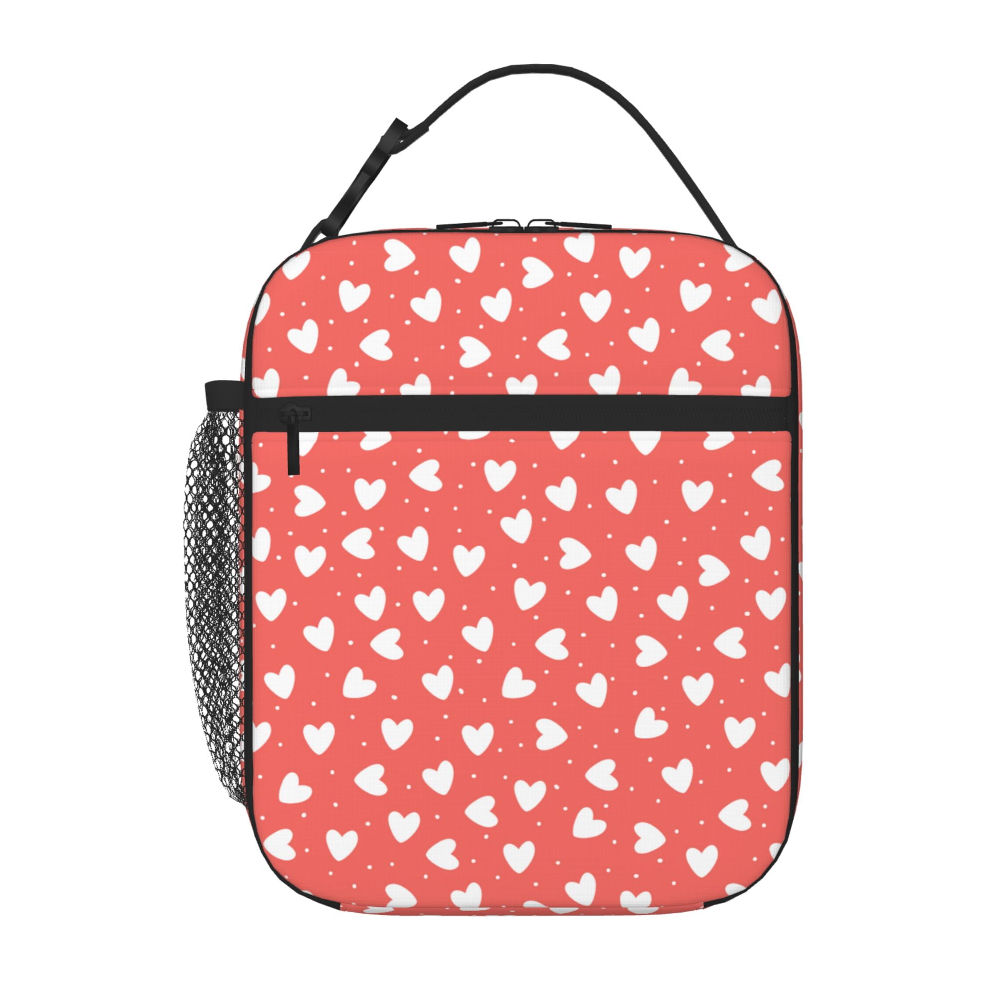TEQUAN Portable Lunch Bag, Red Hand Drawn Hearts Pattern Reusable ...