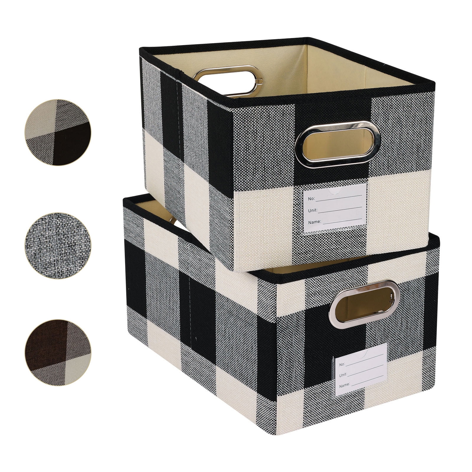 Anminy 2pcs Fabric Storage Bins Cotton Linen Open Storage Basket