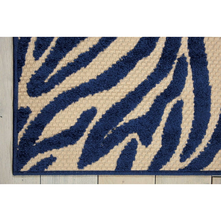 Blue Zebra Print Rug