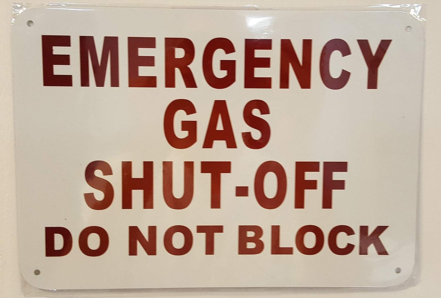 Emergency Gas Shut-Off Do Not Block sign (10 X 7, ALUMINIUM-RUST FREE ...