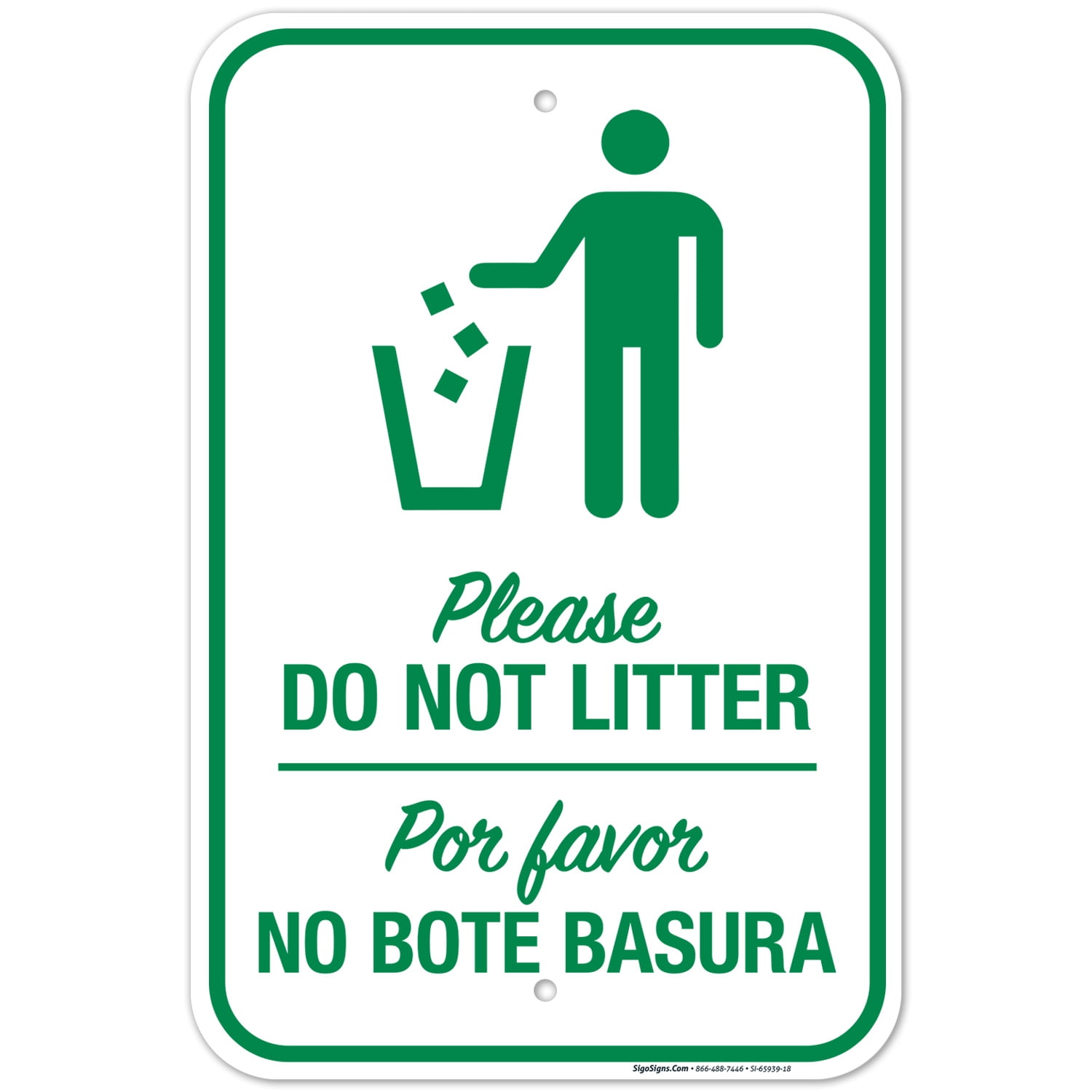 Please Do Not Litter Bilingual Sign, - Walmart.com