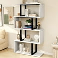 Dextrus 5-Tier S-Shaped Bookshelf, Geometric Bookcase Wooden Z-Shelf ...