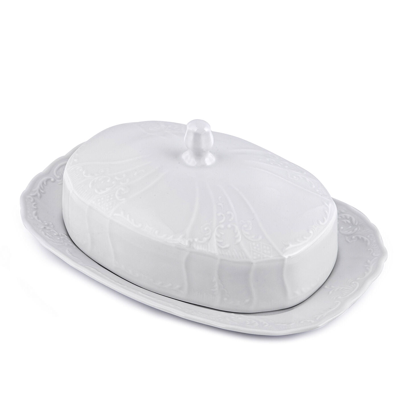 Kitchen Butter Container Holder for Countertop Bernadotte Bohemian Porcelain Butter Dish with ...