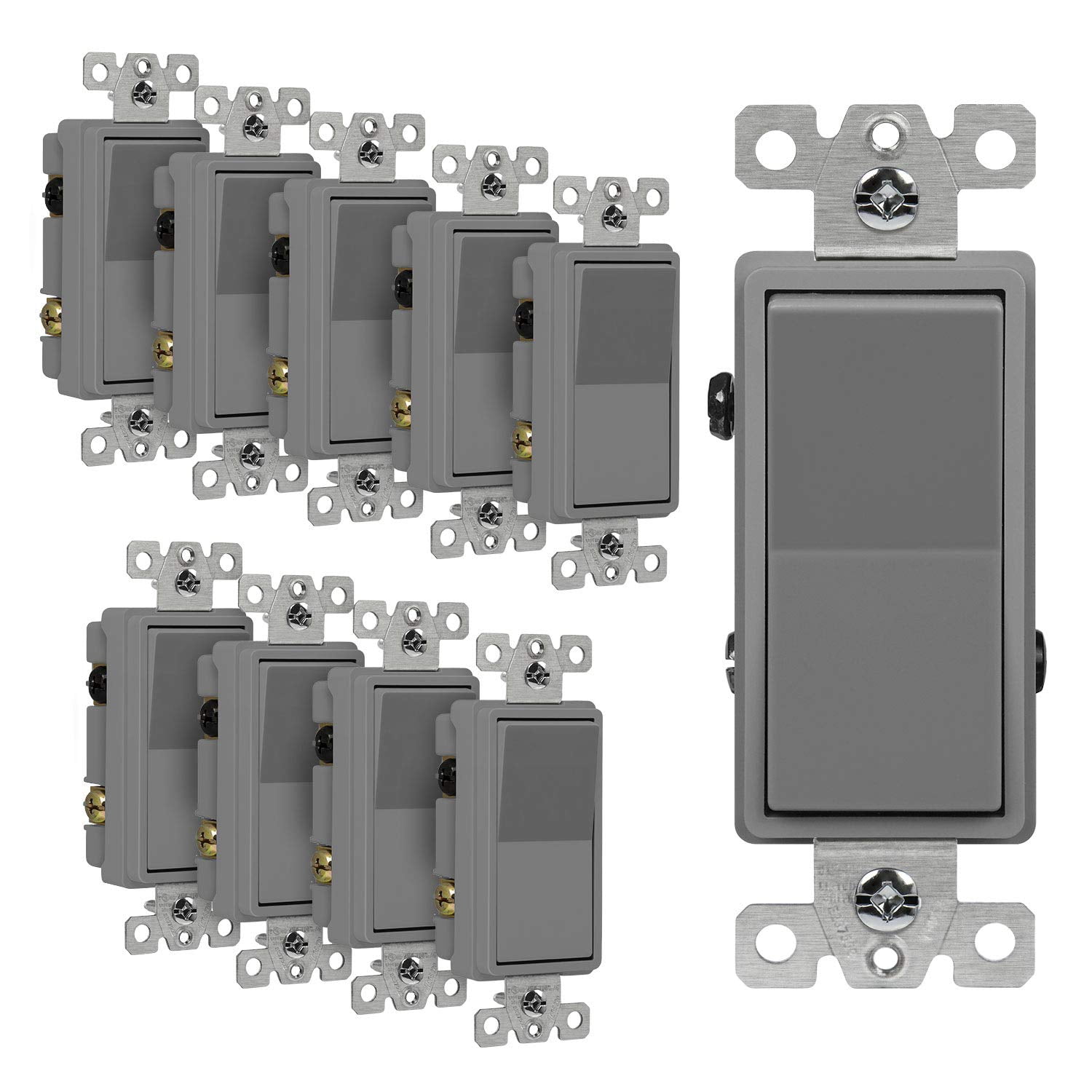 ENERLITES 3-Way Decorator Paddle Rocker Light Switch, 3 Wire, Grounding ...
