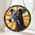 Black Dog Stained Glass Style Suncatcher Window Hanging, Elegant Canine ...