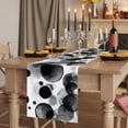 Abstract Ink Table Runner 13x120 Inch Black Ink Splatter Bubbles Drops ...