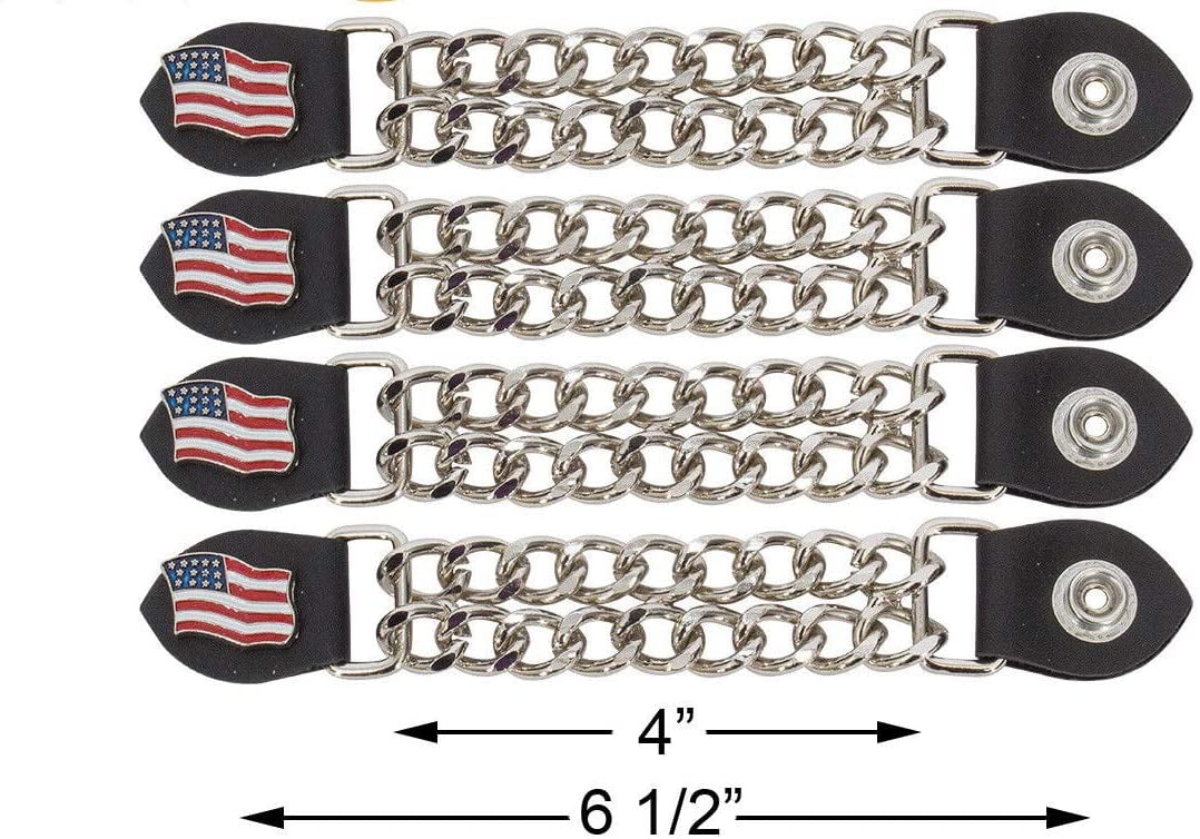 USA Flag Authentic Leather Motorcycle Vest Extender for Men Biker ...