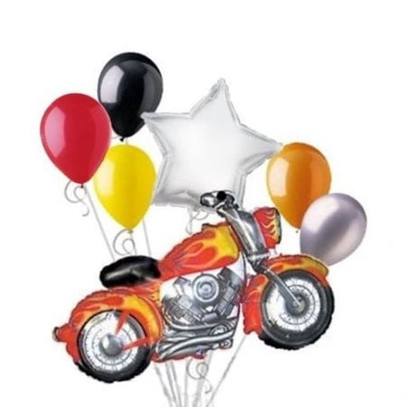 7pc Motorcycle Flames Balloon Bouquet - Walmart.com