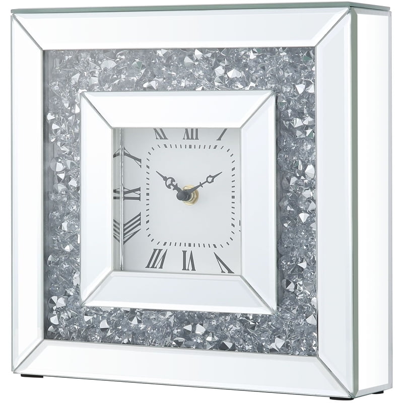 Acme Noralie 10" X 10" Accent Clock, Mirrored & Faux Diamonds - Walmart.com