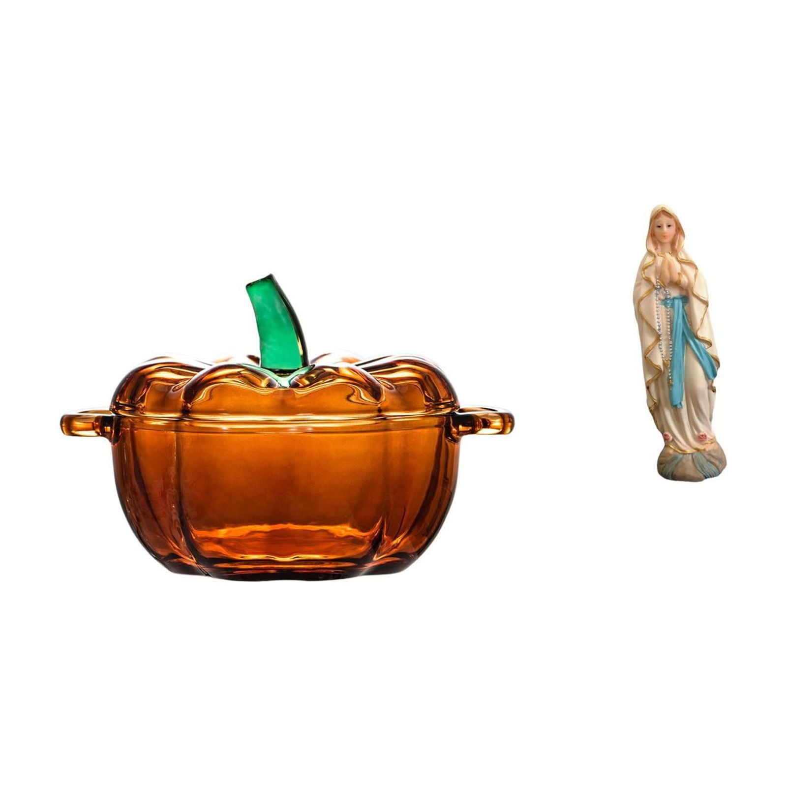 Plato de dulces de vidrio con forma de calabaza y tapa de María, tarro ...