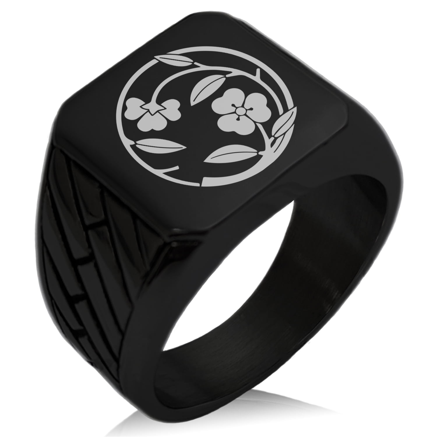 Stainless Steel Kawari Katabami Edamaru Kamon Crest Geometric Pattern ...