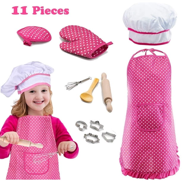 Cooking and Baking Chef Toys,Chef Hat Apron Glove Hot Pad Whisk Rolling ...