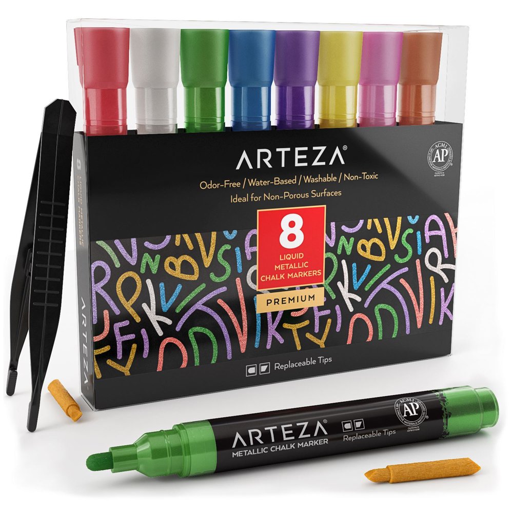 Arteza Non Toxic Liquid Chalk Markers Metallic For Chalk Board arteza-non-toxic-liquid-chalk-markers-metallic-for-chalk-board