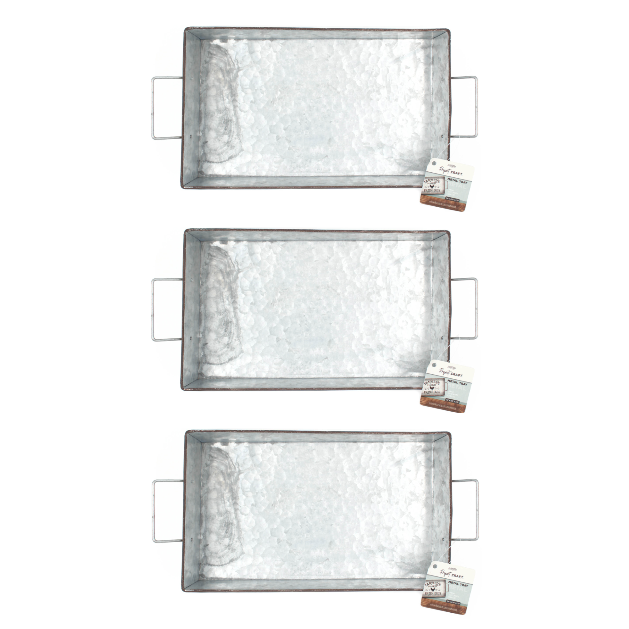 ArtSkills Set of Silver Galvanized Metal Trays for Rustic Home Décor ...