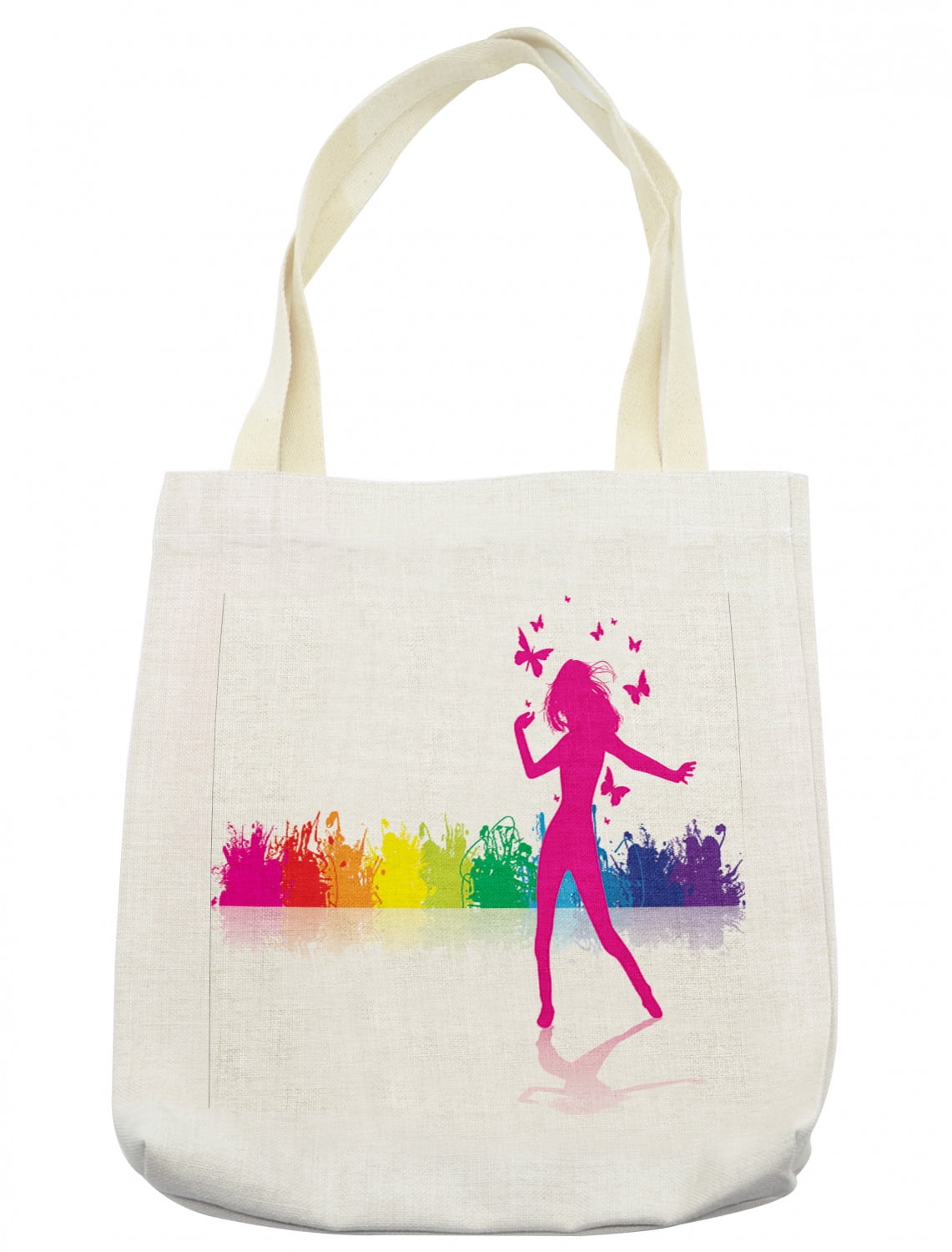 Colorful Tote Bag, Girl Dancing in Front of Color Splash Crowd Music ...