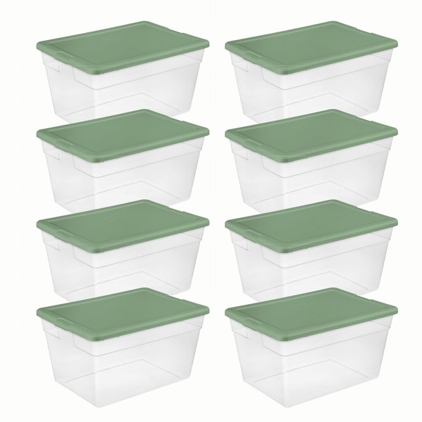 Sterilite 56 Quart Stackable Storage Container Tote, Crisp Green, 8 ...
