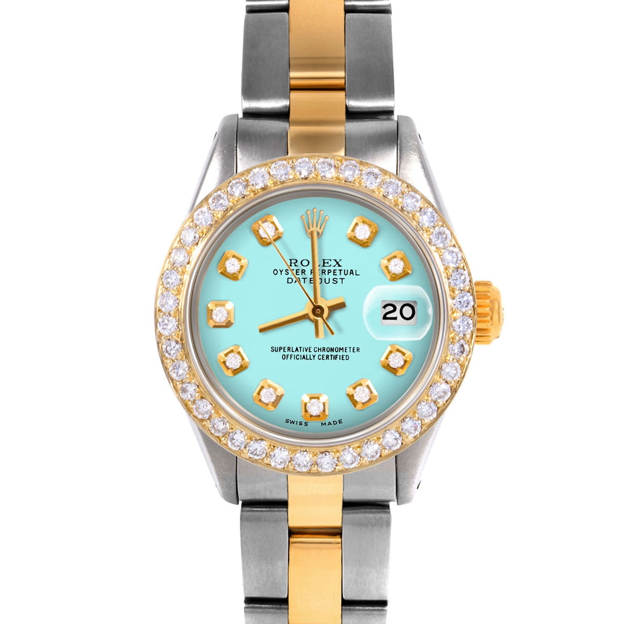 Pre-Owned Rolex 6917 Ladies 26mm Datejust Wristwatch Turquoise Diamond ...