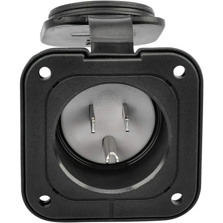NEMA 5-15, Black 15 Amp Flanged Inlet 125V, Shore Power Inlet ...