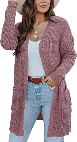 MURMUREY Womens Open Front Casual Cardigan Sweaters Long Sleeve Chunky ...