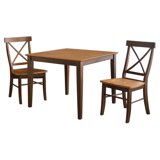 36" Square Dining Table with 2 X-Back Side Chairs - Washed Gray Taupe ...