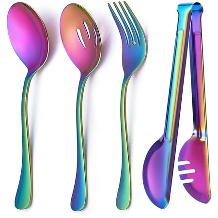 HEIBIN3 Large Rainbow Serving Spoons, 3 Rainbow Slotted Serving Spoons ...