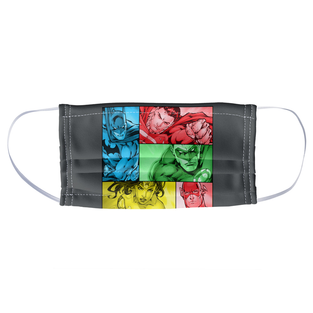 Justice League Hero Boxes 1-Ply Reusable Face Mask Covering, Unisex ...