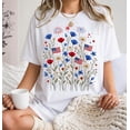 CLOTEX 4th of July Floral Shirt, Patriotic American Flag Flowers Tee ...