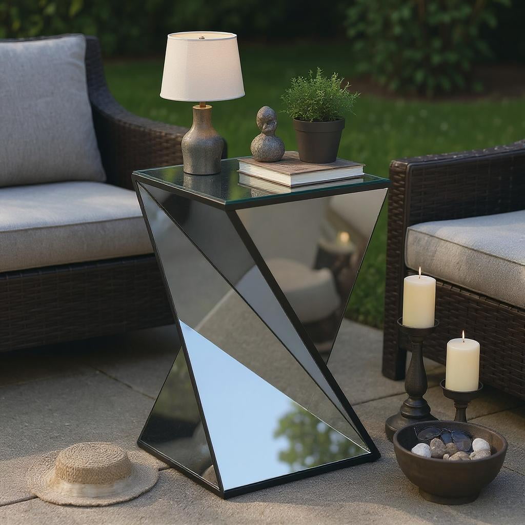 Click here for Homy Casa Minimalist Mirrored End Table With Geome... prices