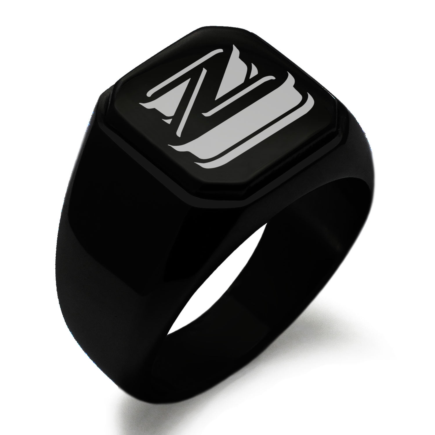 Stainless Steel Letter Z Initial 3D Monogram Engraved Engraved Square ...