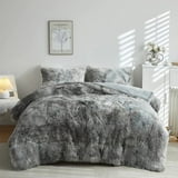 Wajade Queen Size Plush Comforter Set, Fuzzy Faux Fur 3PC Bedding Set ...