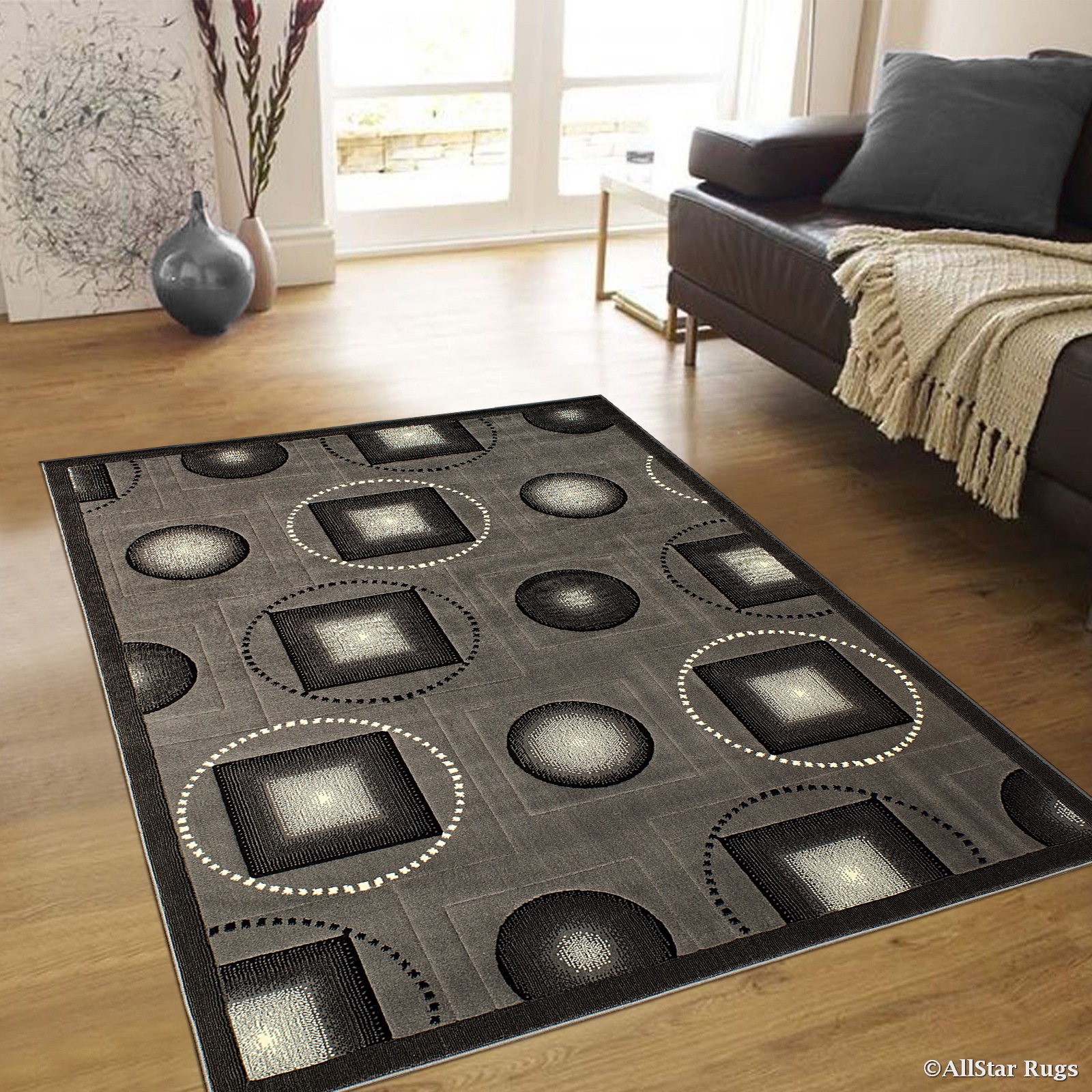 Allstar Grey Abstract Modern Area Carpet Rug (5' 2" x 7' 2") - Walmart.com